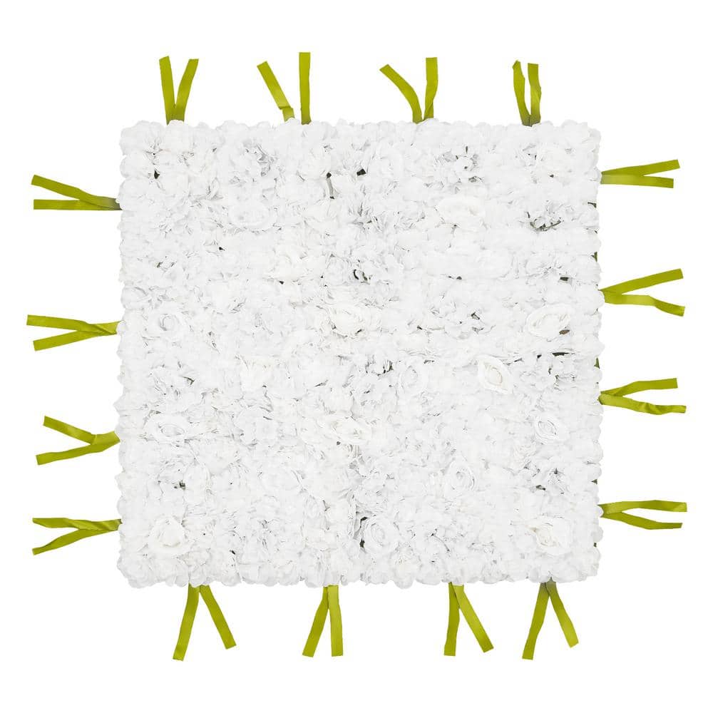 YIYIBYUS 39 in. White Artificial Flower Wall Panel Rose Flowering Plants Wall Backdrop DIY ...