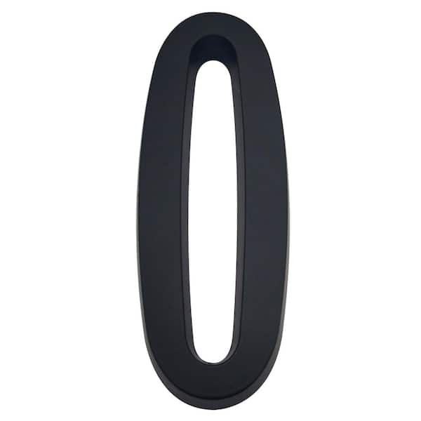 Everbilt 4 in. Flush Mount Matte Black Self-Adhesive House Number 0 ...