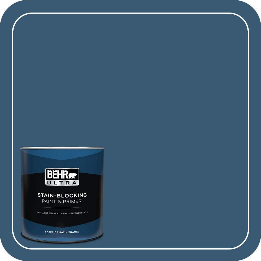 BEHR ULTRA 1 qt. #M500-6 Express Blue Satin Enamel Exterior Paint ...