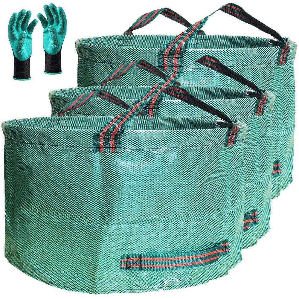 Leaf Collecting Tool, 63 Gal. Reusable Lawn Garden Bags with 4 Handles ...