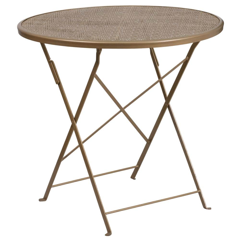 Carnegy Avenue Gold Round Metal Outdoor Bistro Table CGA-XU-178164-GO ...
