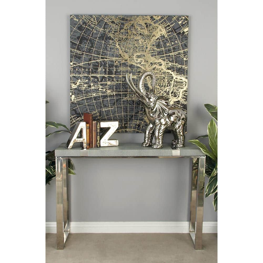 LITTON LANE Gray and Silver Rectangular Console Table 70667