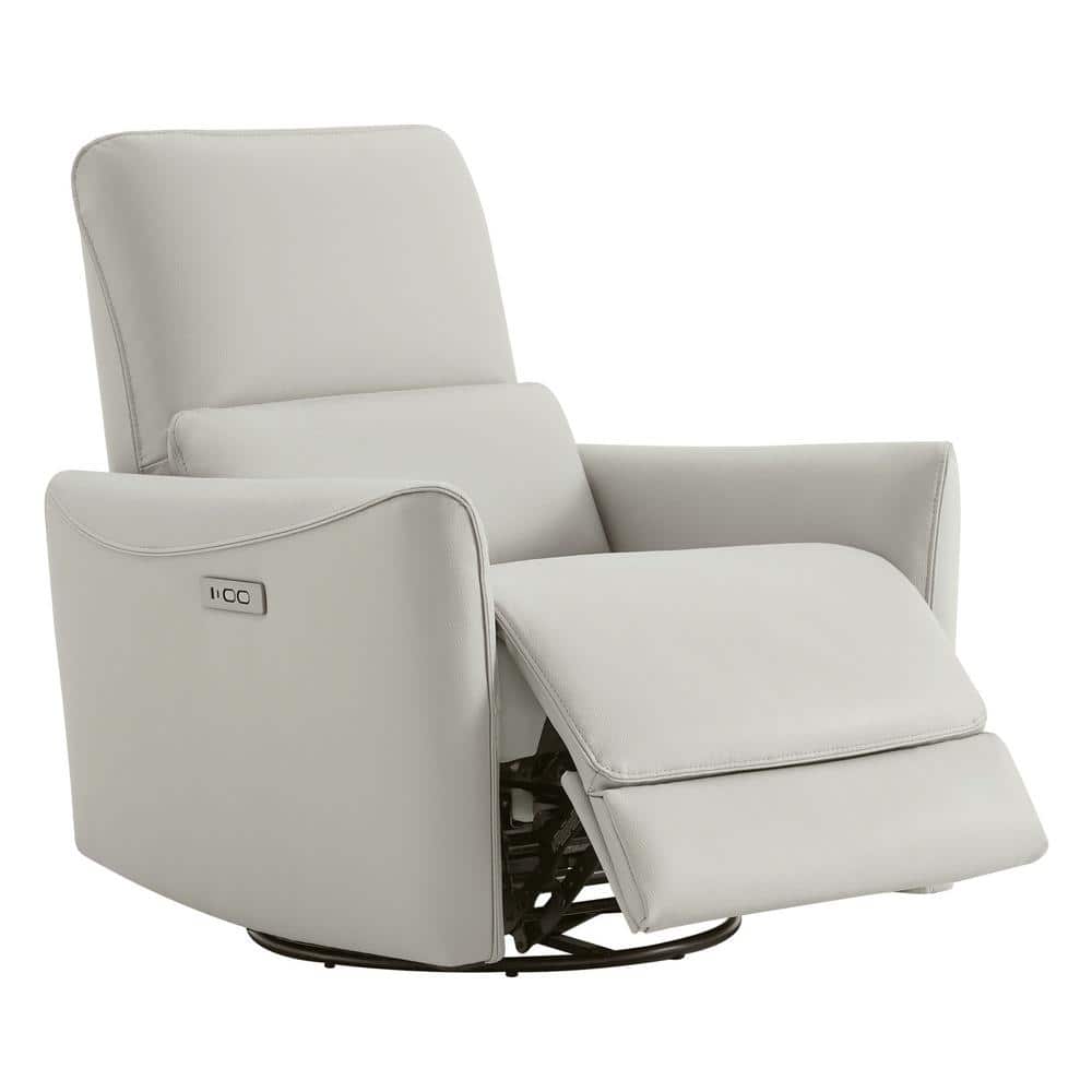 Spruce & Spring Kensie Cream Faux Leather Swivel Power Recliner ...