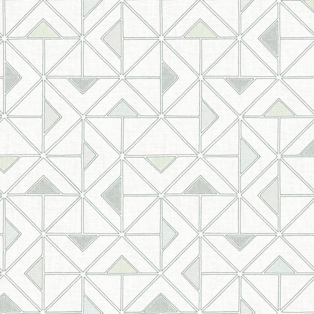 A-Street Prints Jekyl Triangles Green Paper Non-Pasted Matte Wallpaper ...