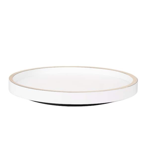 11 in. White Brushed Gold Single-Shelf Rotating Turntable Waterproof ...