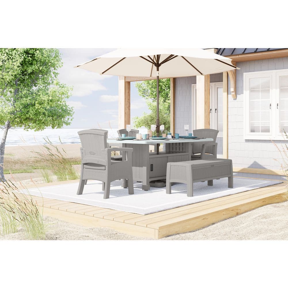 Suncast Elements Dove Gray 6-Piece Resin Outdoor Dining Set ...