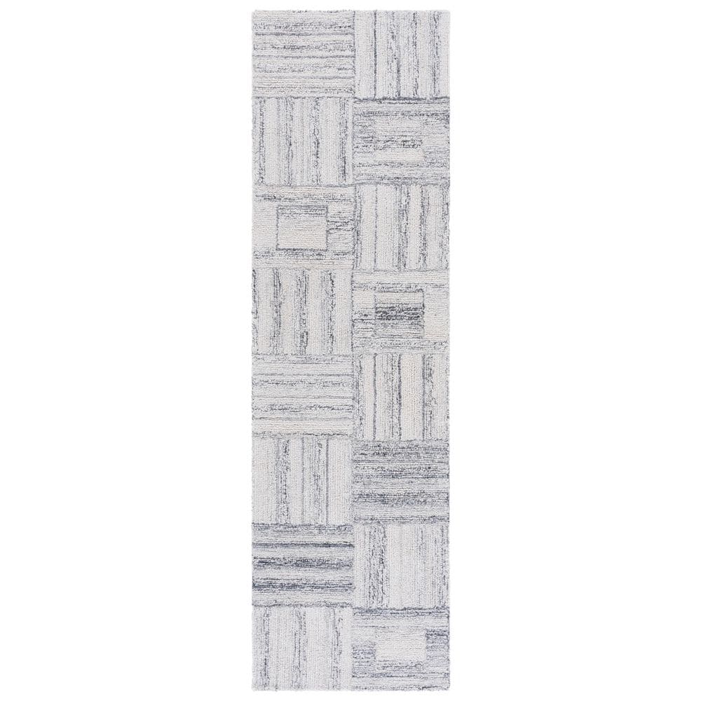SAFAVIEH Abstract 2 ft. x 8 ft. Gray Geometric Abstract Grid Runner Rug ...