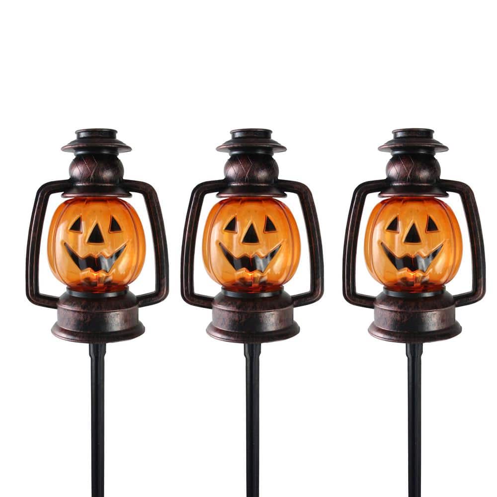 Northlight 16.5 in. Flickering Pumpkin Halloween Pathway Lantern ...