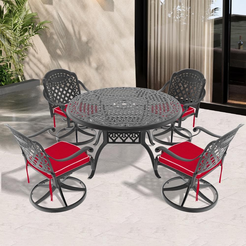 Willit Isabella 5-Piece Cast Aluminum Patio Outdoor Dining Set with ...