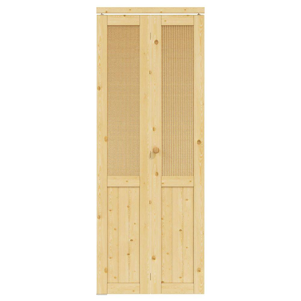 ARK DESIGN 30 in. x 80 in. Half Paneled Solid Core Unfinished Pine Wood ...