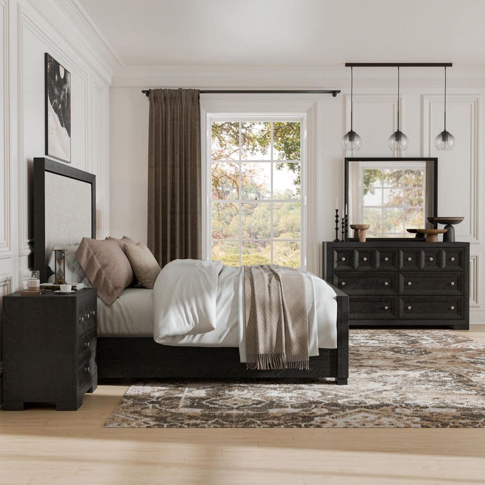 Furniture of America Potra 4-Piece Modern Classic Weathered Black Wood ...