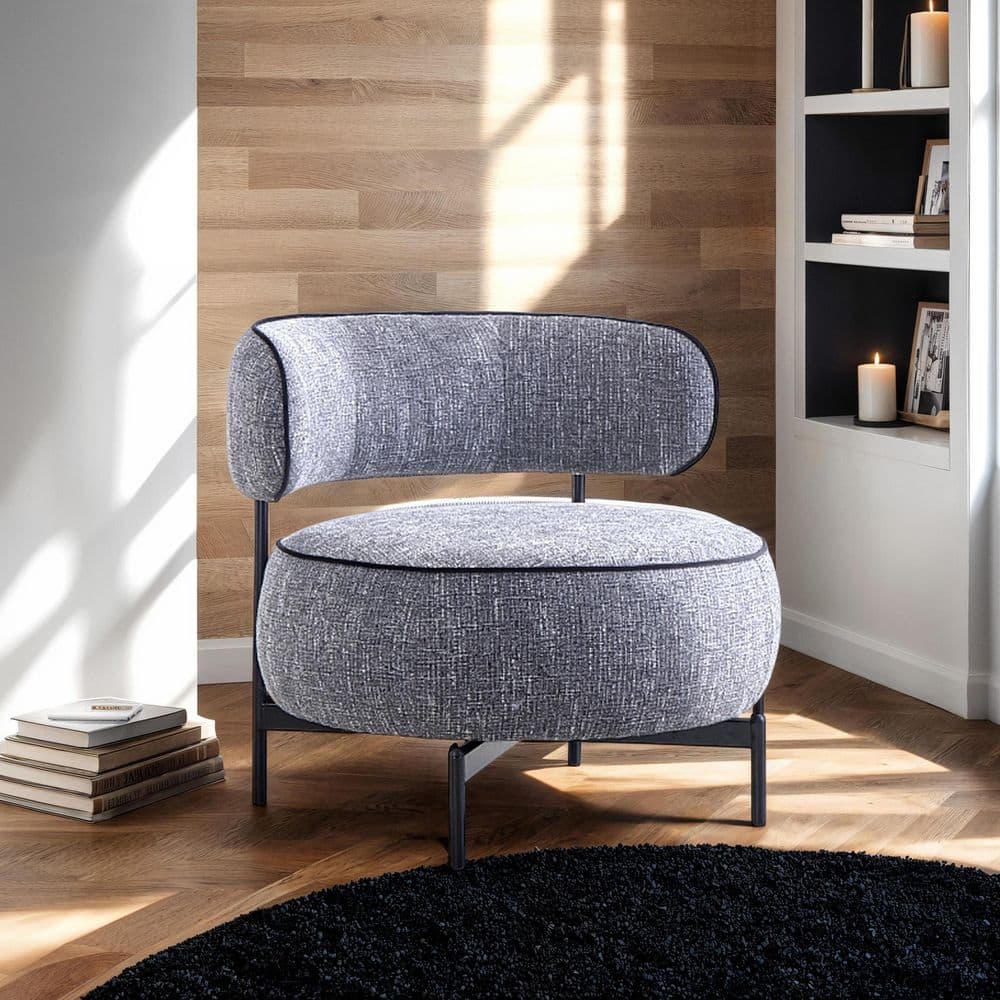Furniture of America Lani Dark Gray Fabric Swivel Chair with Curved ...