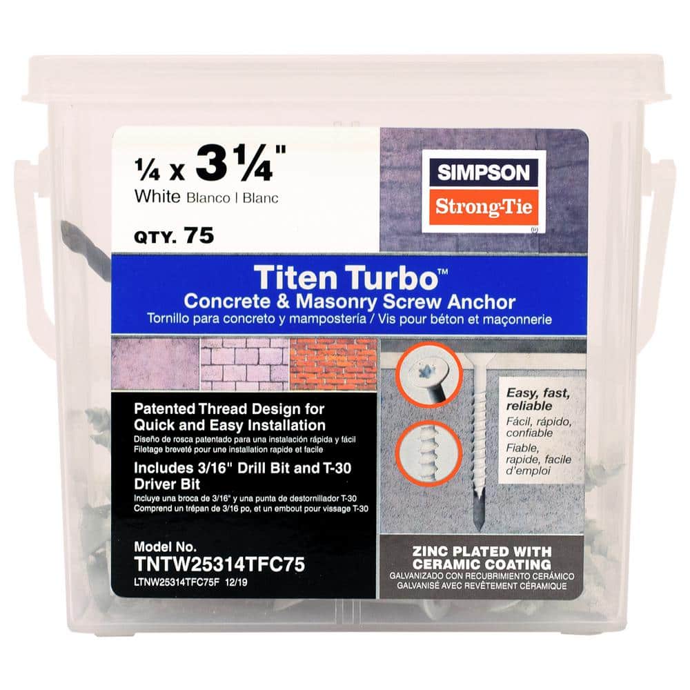 Simpson Strong-Tie Titen Turbo 1/4 in. x 3-1/4 in. 6-Lobe Flat-Head ...