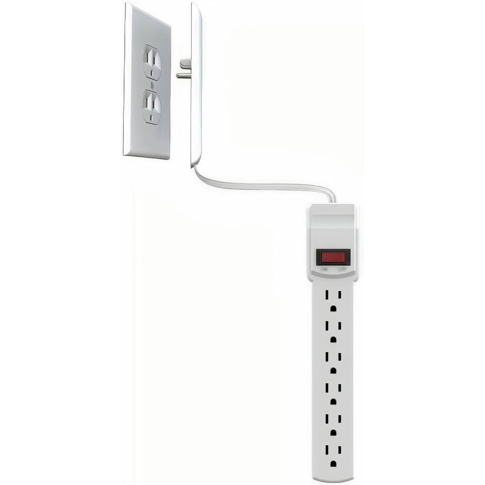 Sleek Socket 6 ft. 6-Outlet Surge Protector and Plug Concealer with ...