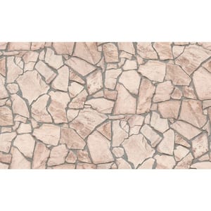Bricks and More Collection Beige Rustic Stone Wall Matte Finish Vinyl ...