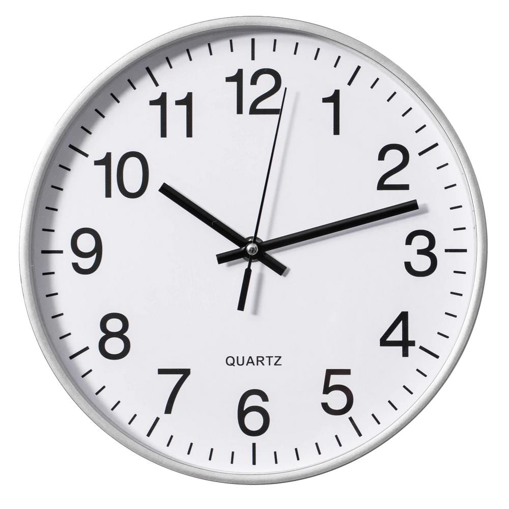 CLOCKWISE Silver 10-In Analog Clock-Silent, Non-Ticking for Wall ...