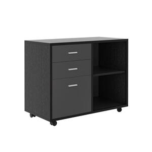 HOMESTOCK Black, 5 Drawer with Shelf, Office File Cabinets Wooden File ...