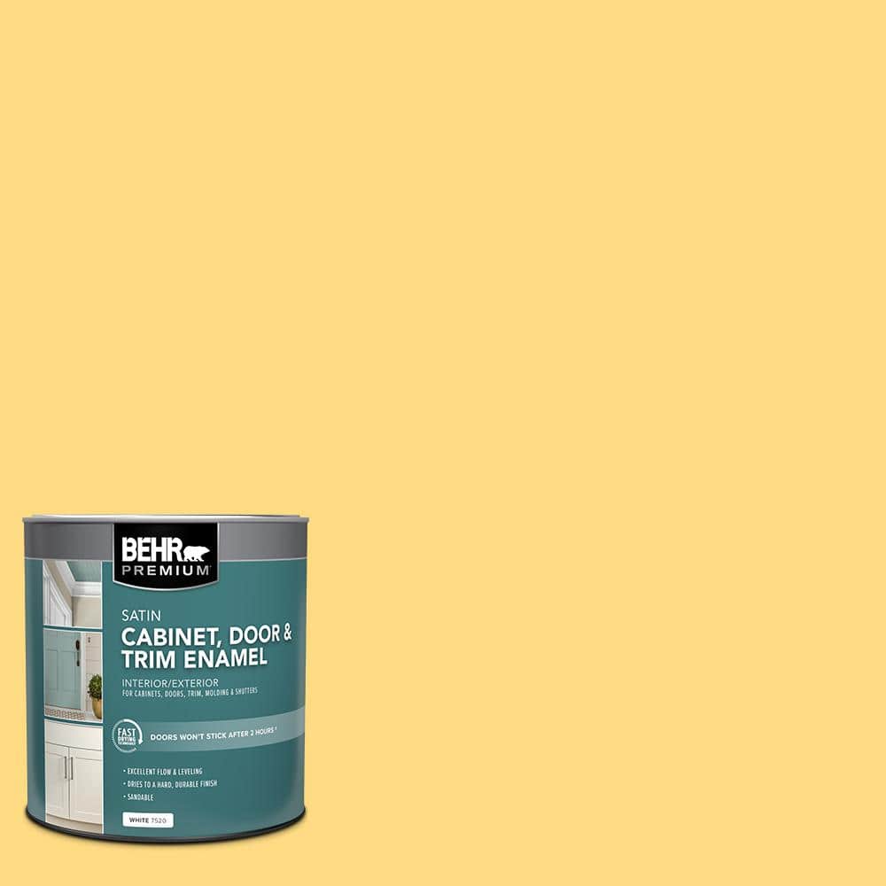 BEHR PREMIUM 1 qt. #P290-4 Spirited Yellow Satin Enamel Interior ...