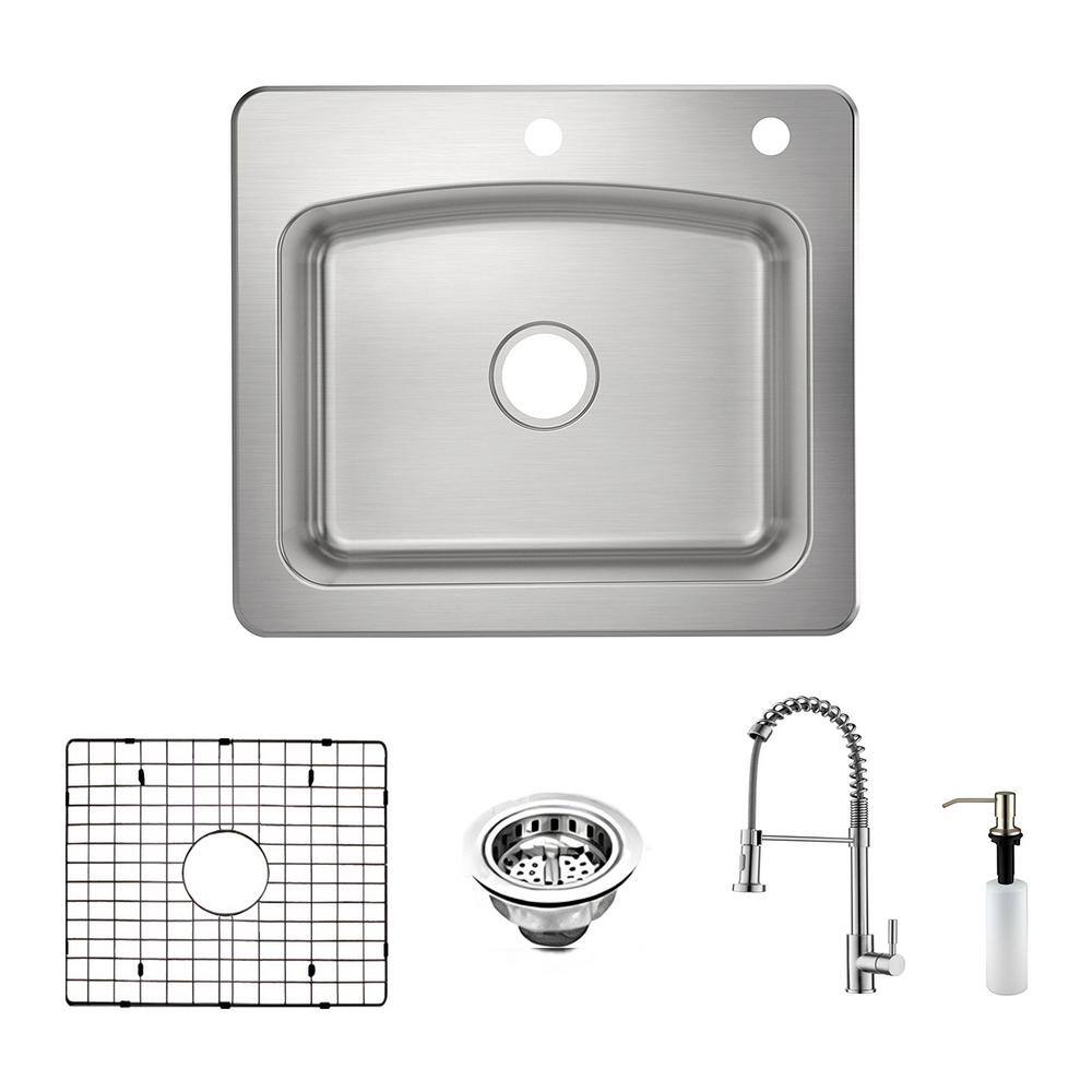 PELHAM & WHITE Belmar Dual Mount 18-Gauge Stainless Steel 25 in. 2-Hole ...