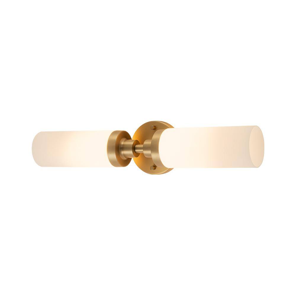4.72 In. 2 Light Gold Modern Vintage Wall Sconce with Frosted Glass ...