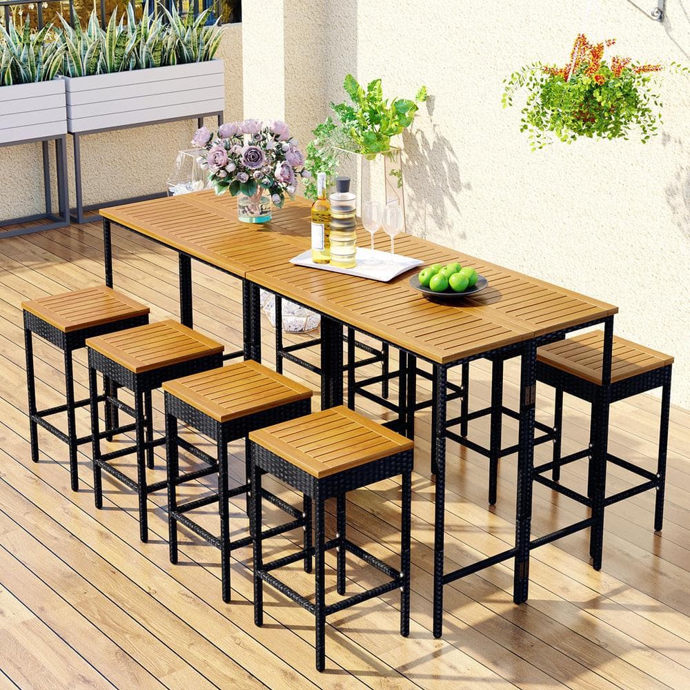 Wateday Outdoor 10-Piece Brown Wood Outdoor Dining Set PF-FG285006AAD ...
