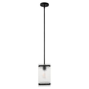 KAISITE 60-Watt 1 Light Modern Black Pendant Light With Glass Shade ...