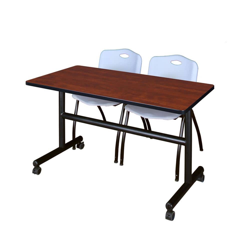 Regency Kobe 48 in x 30 in. Cherry Flip-Top Training Nesting Table Desk ...