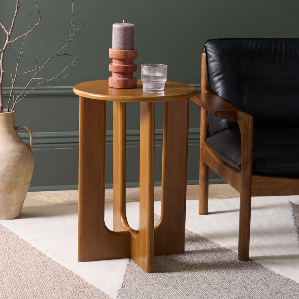 SAFAVIEH Ashanka 17 in. Walnut Wood End Table ACC2320A - The Home Depot