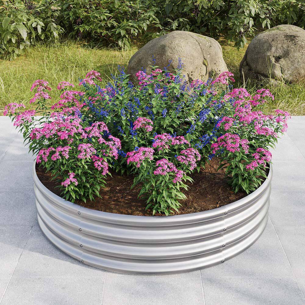 Silver Metal Raised Garden Bed Outdoor Garden Raised Planter Box for ...