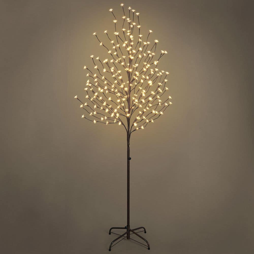 CAPHAUS 6 ft. Brown Pre-Lit LED Cherry Blossom Tree Artificial ...
