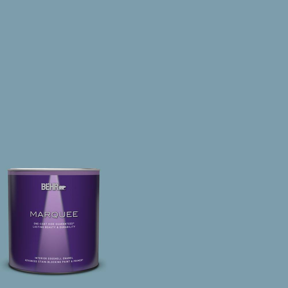 BEHR MARQUEE 1 qt. #S470-4 Dolphin Blue One-Coat Hide Eggshell Enamel ...