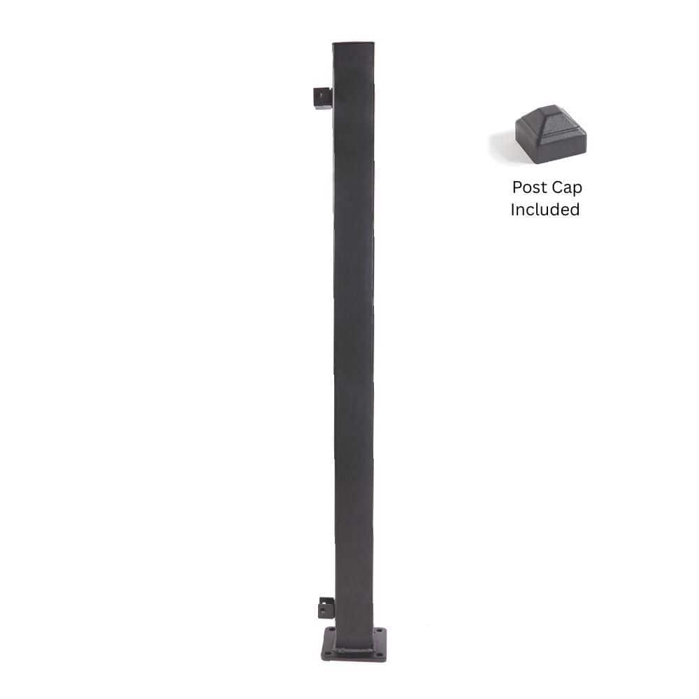 FORTRESS Fe26 2 in. x 2 in. x 39-1/2 in. Black Steel Railing End Post ...