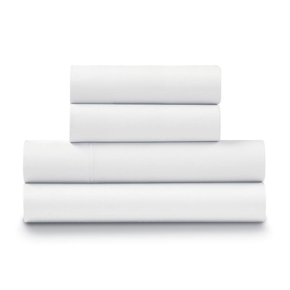 ELLA JAYNE 4-Piece White Sateen Cotton Queen Size 1200 Thread Count ...