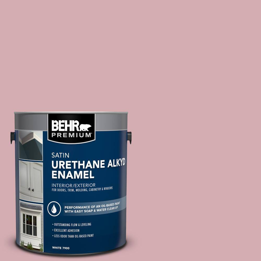 BEHR PREMIUM 1 gal. #S130-3 Ballet Rose Urethane Alkyd Satin Enamel ...