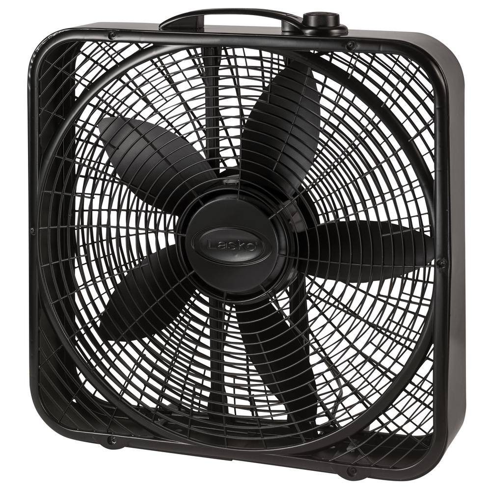 Lasko 20 in. 3-Speed Power Plus Black Box Fan with Innovative Wind Ring ...
