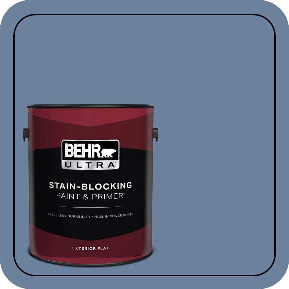 BEHR ULTRA 1 gal. #S530-5 Brisk Blue Flat Exterior Paint & Primer ...