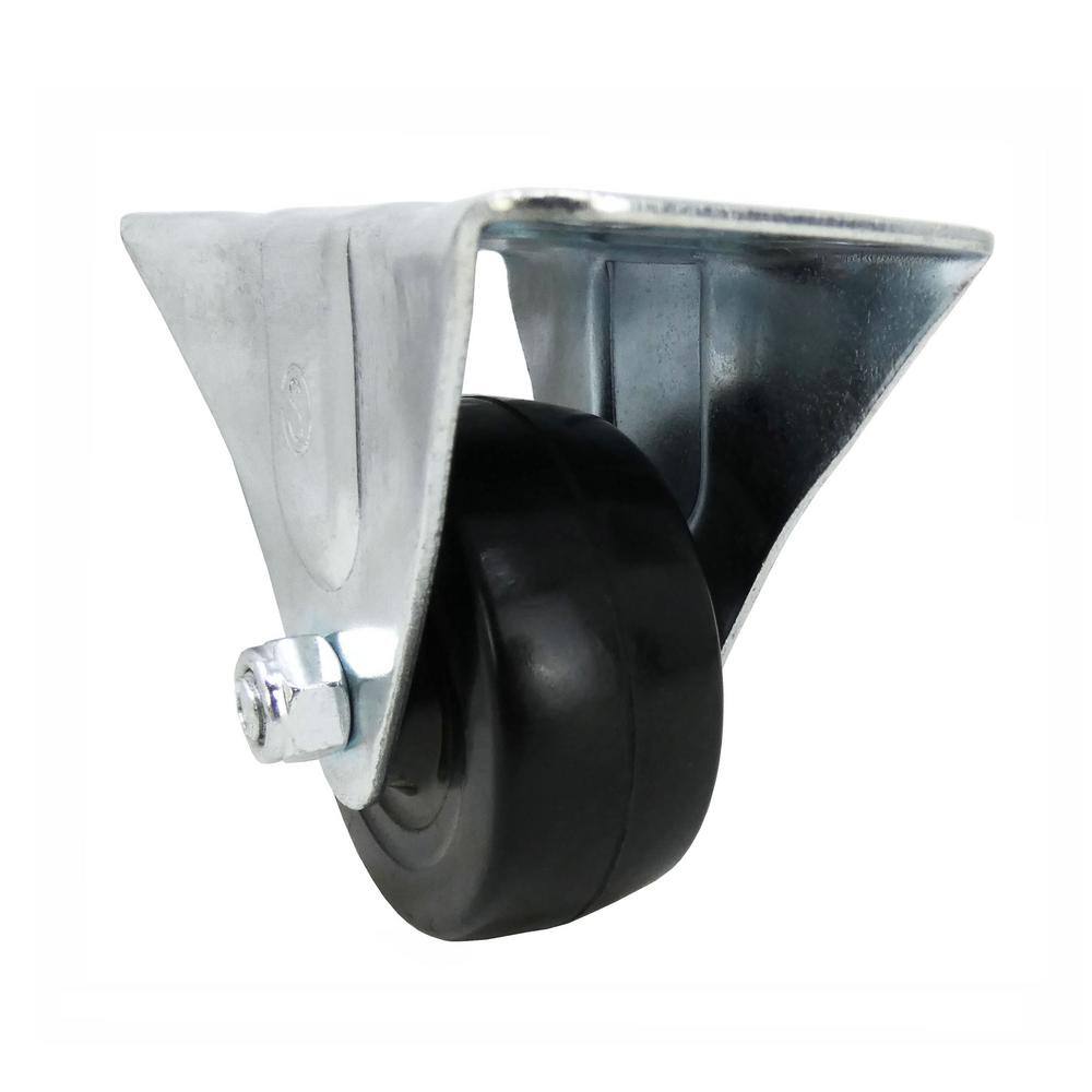 Shepherd 3 in. Black Soft Rubber and Steel Rigid Plate Caster with 175 ...