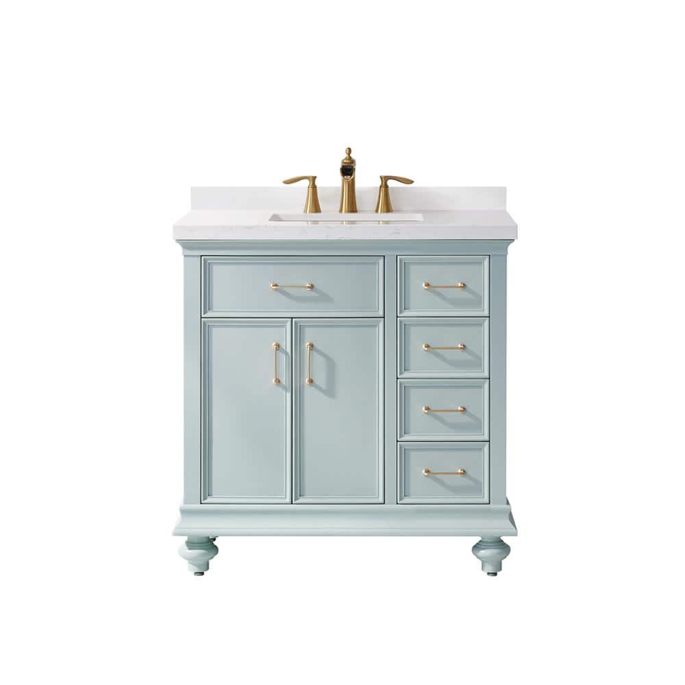 ROSWELL Charlotte 36 in. W Vanity in Finnish Green with Composite Stone ...