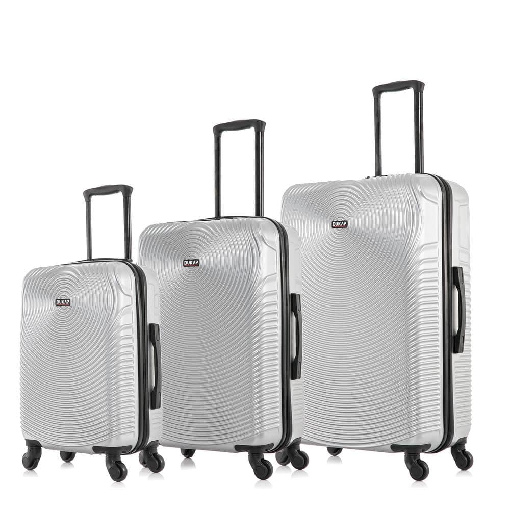 InUSA Inception Lightweight Hardside Spinner Silver 3-Piece Luggage set ...