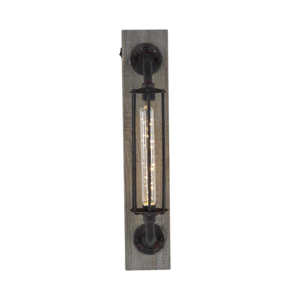 Litton Lane 20 in. Black Metal Battery Operated Geometric Task ...