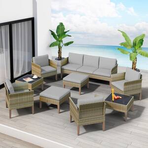 TK CLASSICS Isla 6-Piece Wicker Patio Conversation Set with Stone ...