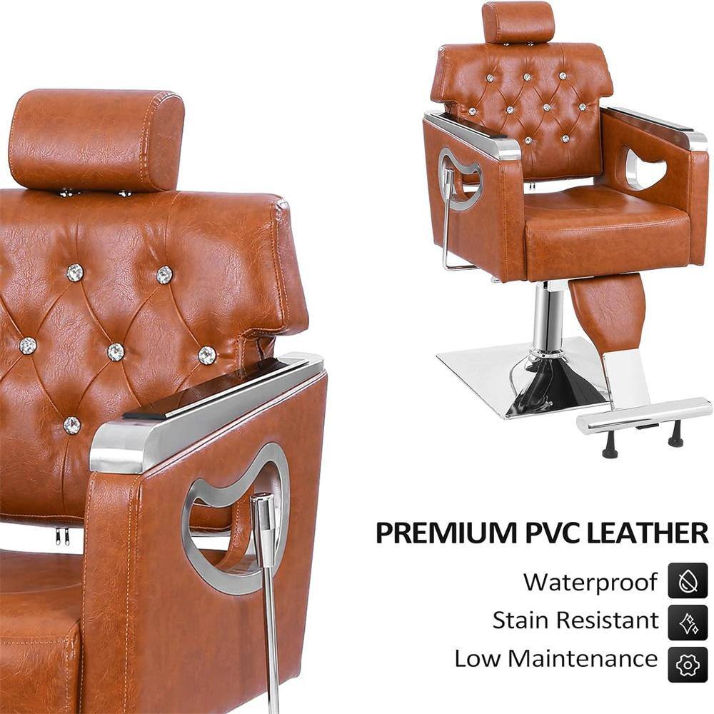 Karl home PVC Leather Reclining Salon Chair in Brown K1G59000409 - The ...