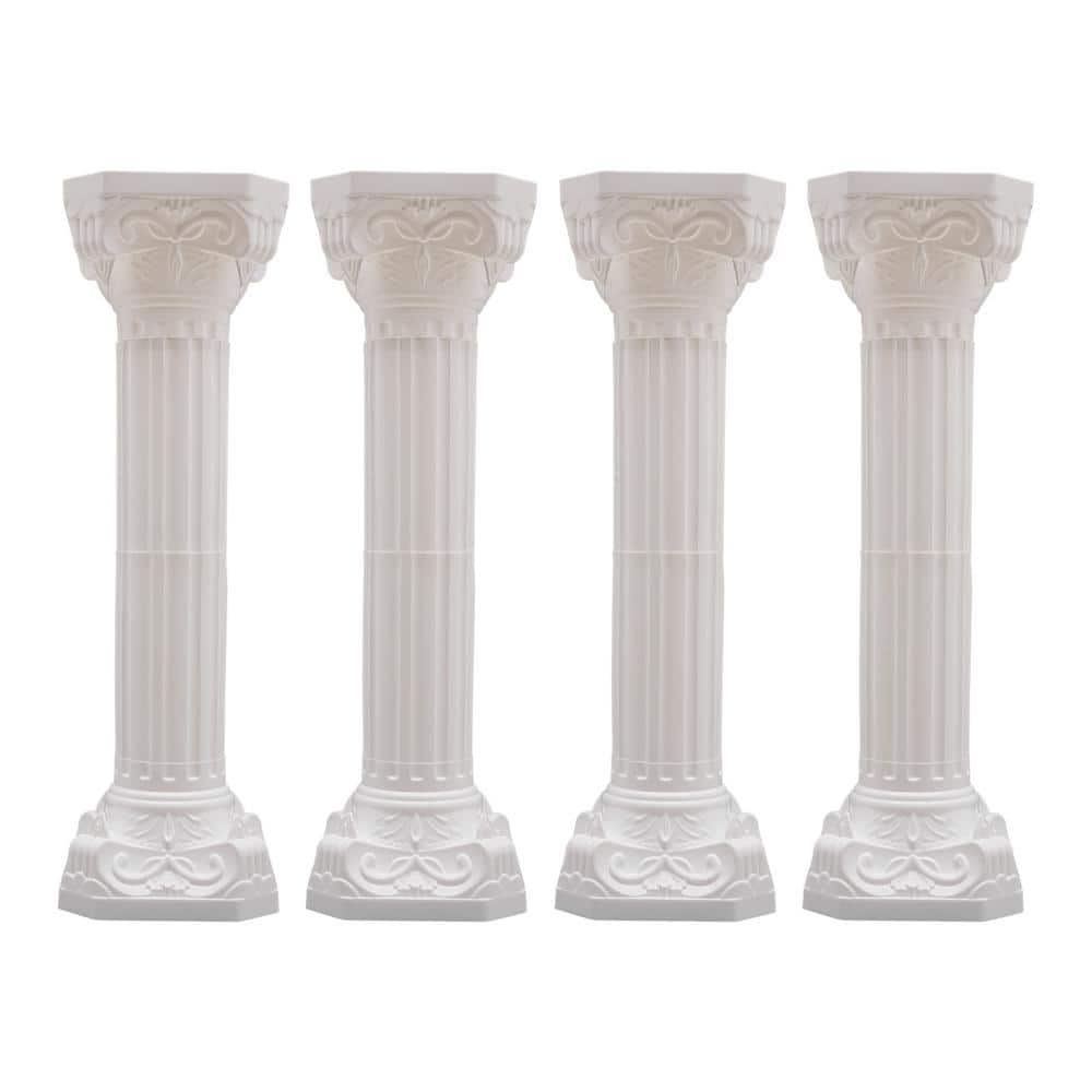 YIYIBYUS 34.65 in. H White Roman Pillars Flower Pot Columns Wedding ...