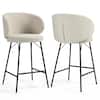 Glamour Home Baxter 26 in. White Metal Counter Stool with Boucle Fabric ...