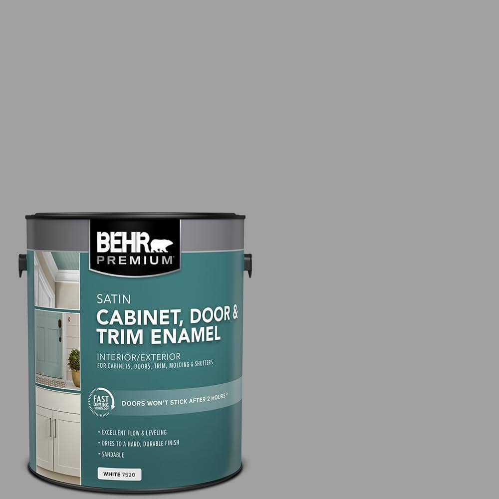BEHR PREMIUM 1 gal. #PPU26-06 Elemental Gray Satin Enamel Interior ...