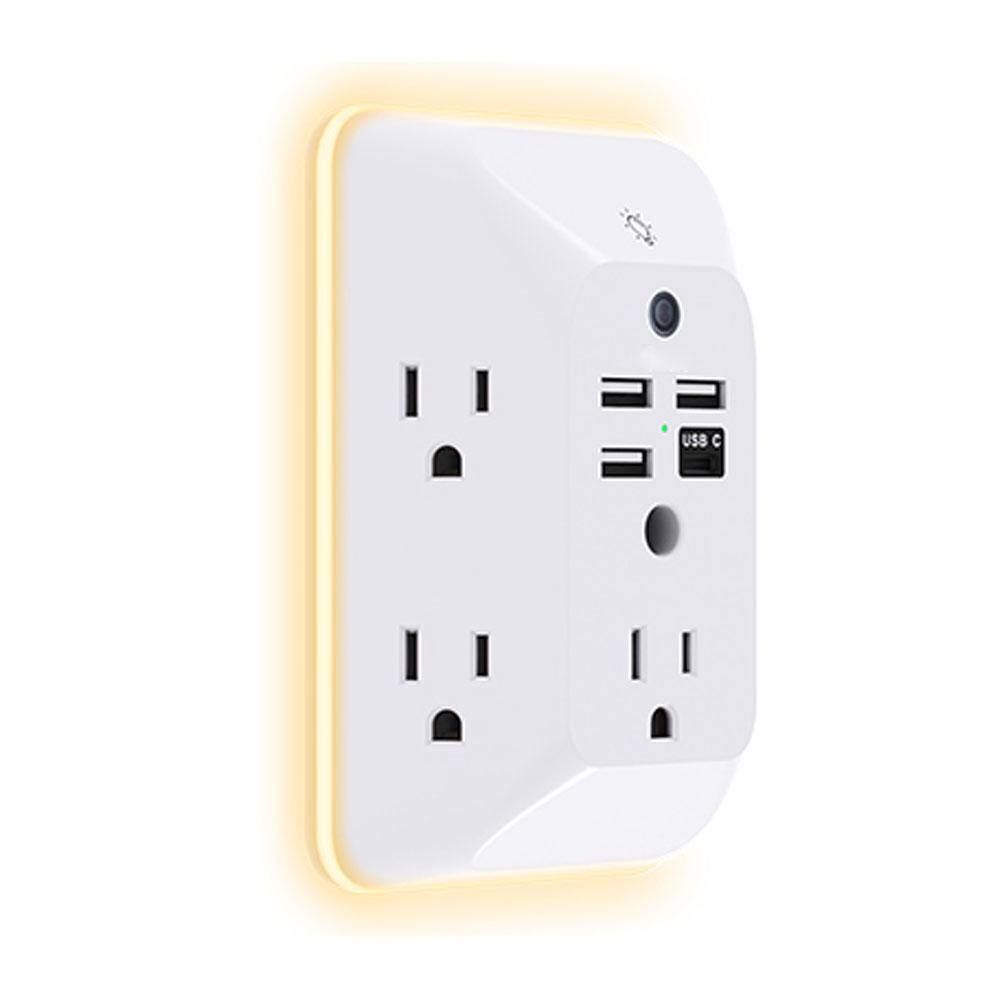 Lukyamzn 5-Outlet 4 USB Port Power Strip Electrical Outlet Splitter ...