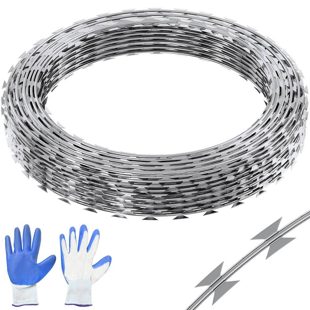 VEVOR Razor Wires 98 ft. Razor Barbed Wire 2 Rolls Razor Wire Fencing Razor Fence Razor Ribbon Barbed Wire Galvanized Razor JSSWDPCS98YCH9ZJJV0 0726 The Home Depot