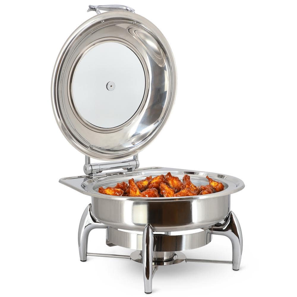 MegaChef 6.3 qt. Stainless Steel Round Professional Chafing Dish/Food ...