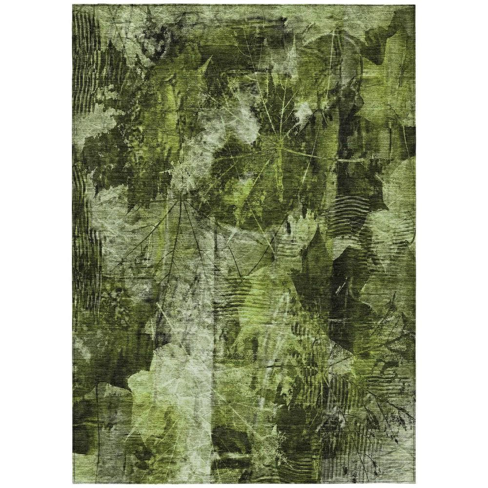 HomeRoots Green 5 ft. x 8 ft. Woven Floral Rectangle Indoor/Outdoor ...
