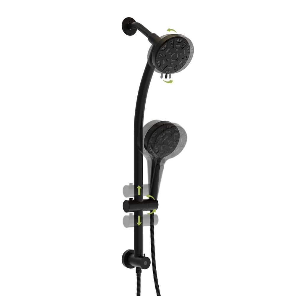 UPIKER Dual Shower Head 8-Spray Wall Mount Shower Faucet with 4.7 in ...